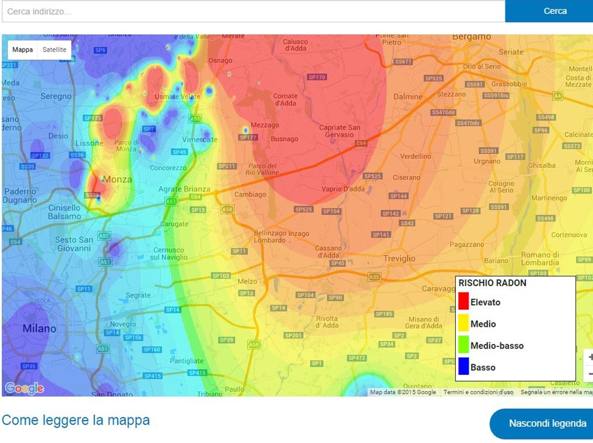Radon, ecco la mappa con le aree a rischio in Brianza